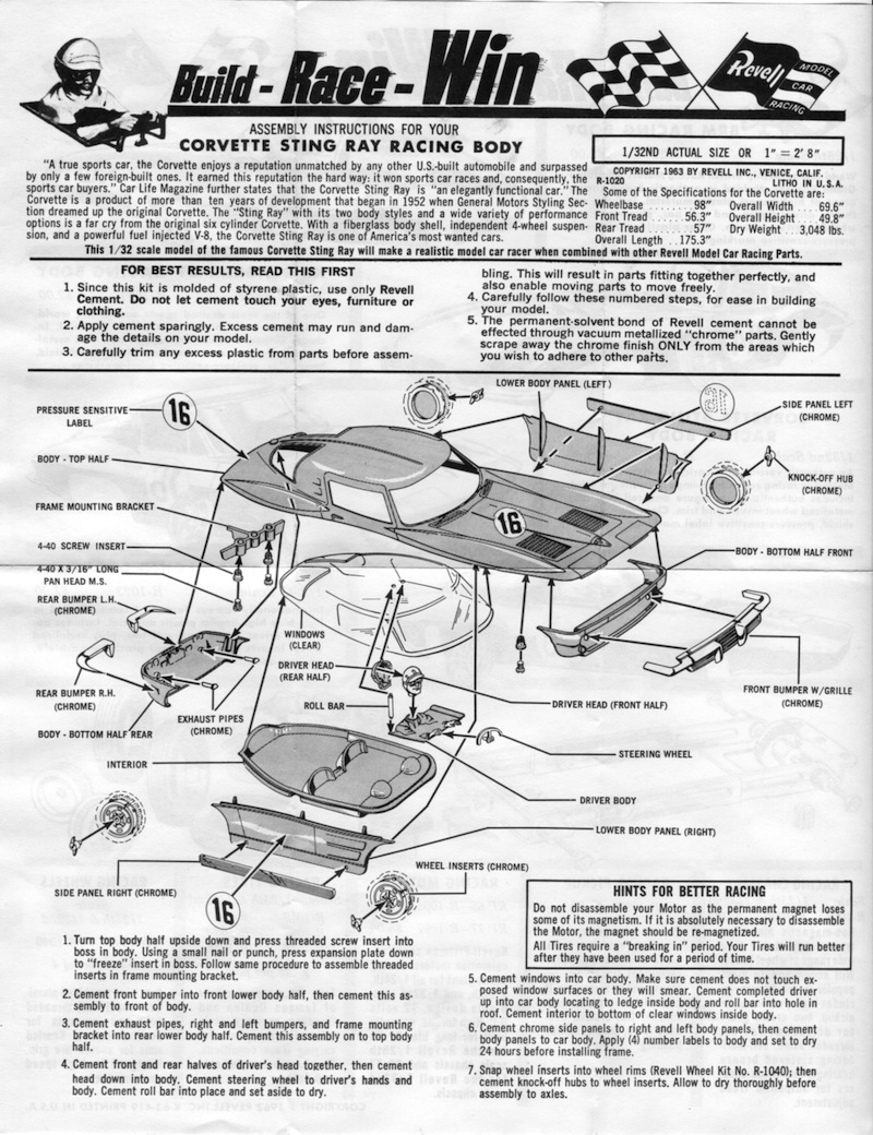 Revell Corvette Stingray Assembly Instructions – The Chicane